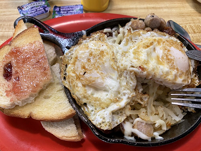 The Godfather skillet doesn't ask politely&mdash;it makes an offer your taste buds can't refuse, with eggs ruling over their delicious domain of breakfast ingredients.