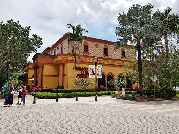 Grand Lux Cafe's warm exterior invites shoppers to celebrate their victories with a meal that doesn't undo all their outlet savings.