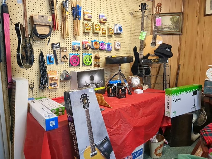 A musician's candy store where six-string dreams come true. Even air guitarists will find something to strum about here.