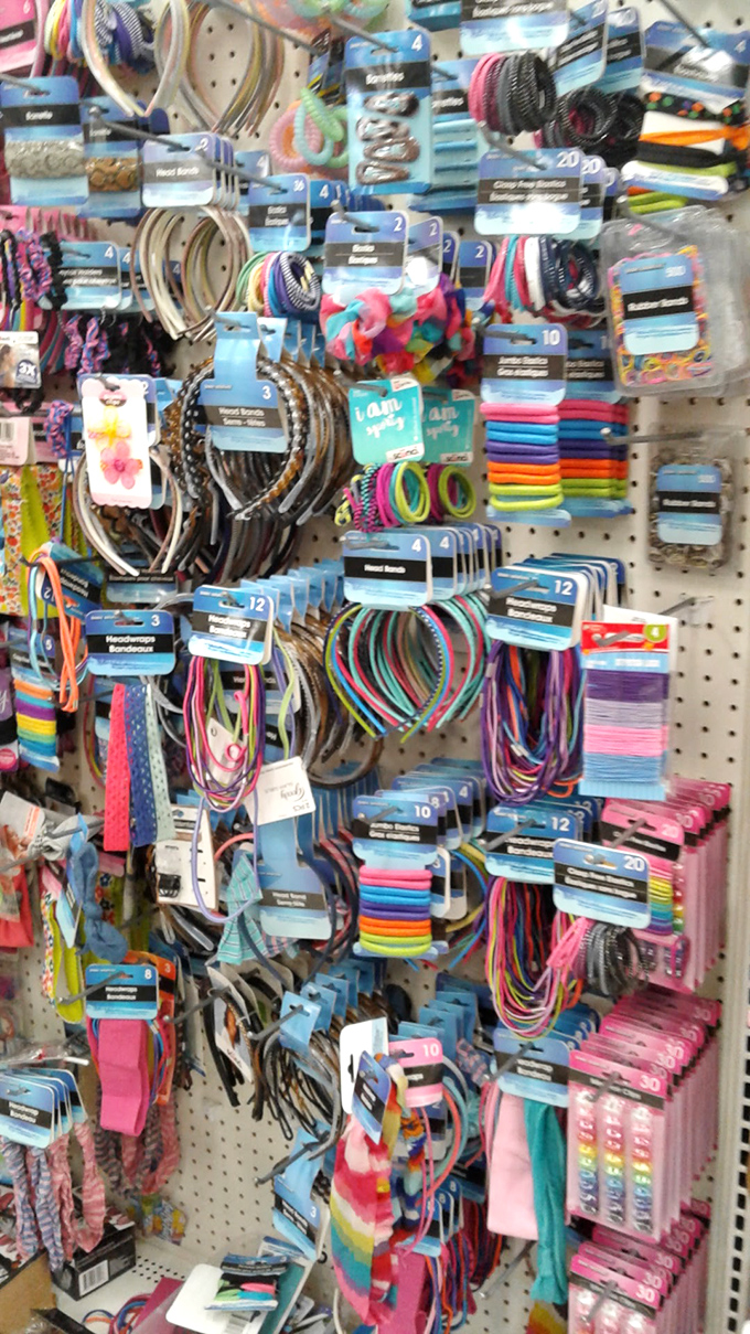 A pegboard paradise of ponytail possibilities. This hair accessory collection would make even Rapunzel stop and shop.