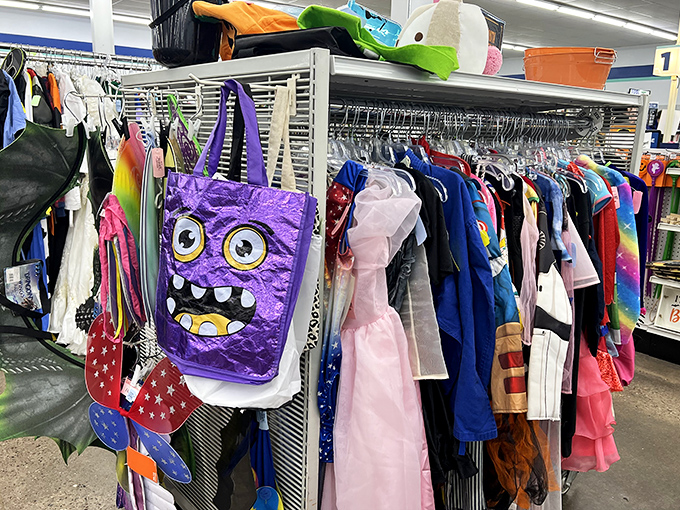 Halloween headquarters where that purple monster tote bag is just the beginning of costume possibilities for your next creative transformation.