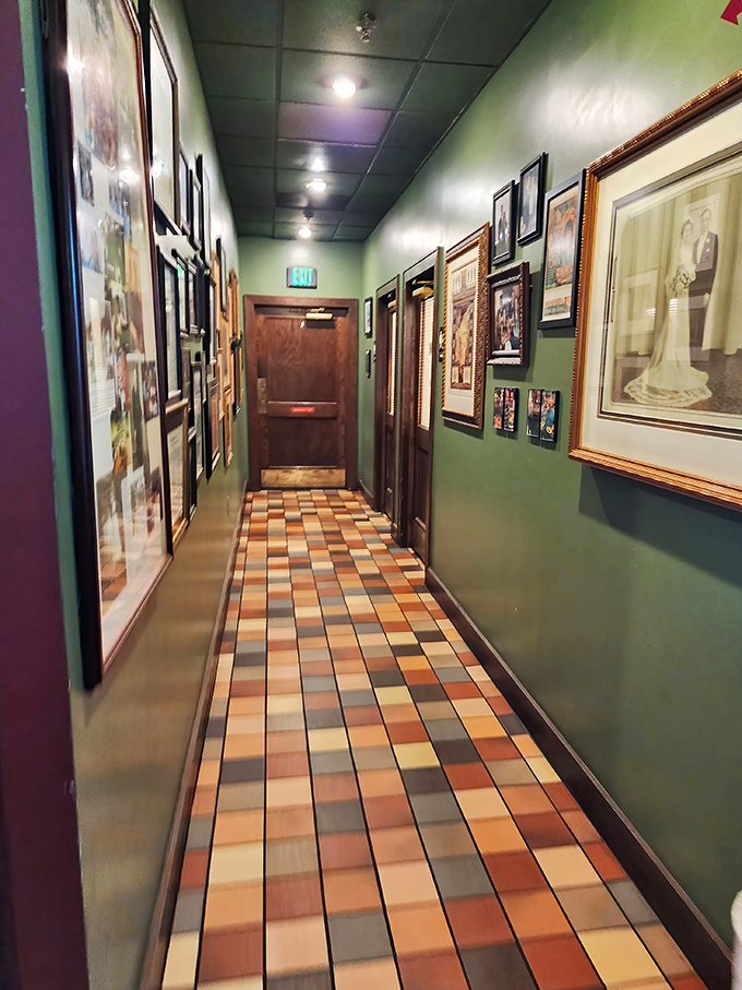 The hallway of memories, where decades of local history line the walls. Every picture frame tells a story of community.