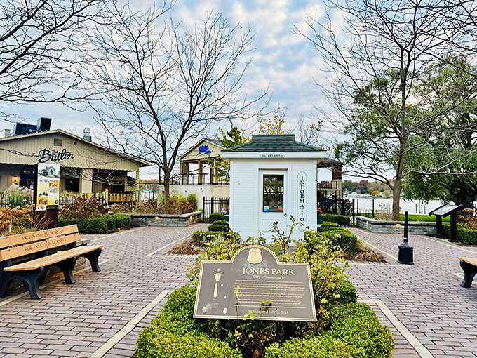 Jones Park offers a pocket-sized slice of tranquility in downtown Saugatuck, where benches invite you to sit and watch the world not rush by.