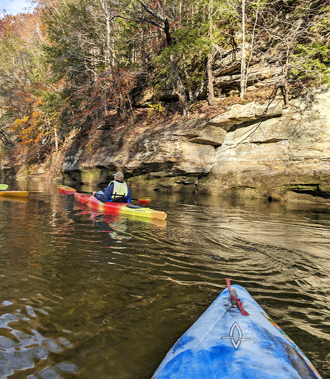 Kayaking Sugar Creek offers front-row seats to the geological show &ndash; million-year-old cliffs from the comfort of your floating plastic throne.