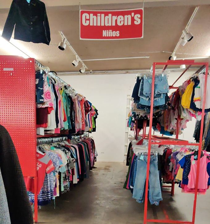 Kids' clothes that survived one childhood and stand ready to tackle another round of playground adventures.