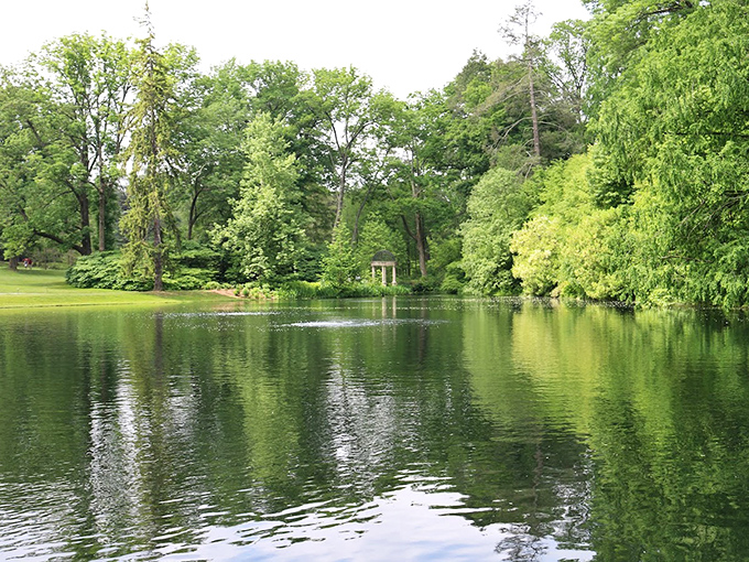 Reflections double the beauty at this tranquil pond. The perfect spot to practice your zen or pretend you're in a romantic period film.