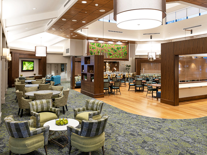 Modern dining spaces blend restaurant ambiance with community warmth&mdash;the perfect setting for both Sunday brunches and Tuesday night trivia.