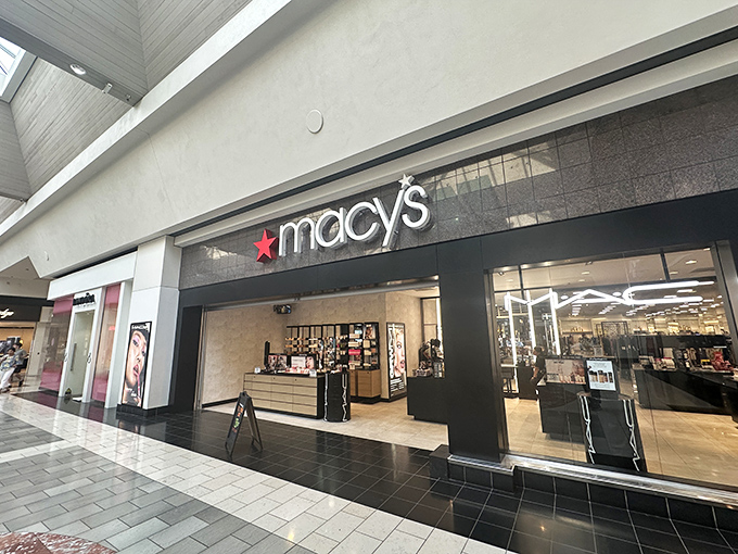 Macy's entrance beckons with the promise of cosmetic samples, fragrance spritzes, and the distinct possibility of leaving with more than you intended.