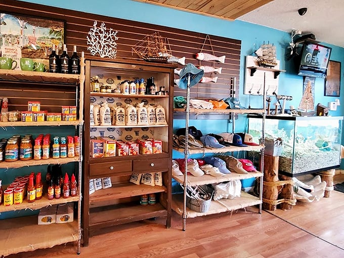 The market section &ndash; where seafood lovers can take home treasures from the deep. Like a library, but every book is delicious when properly cooked.