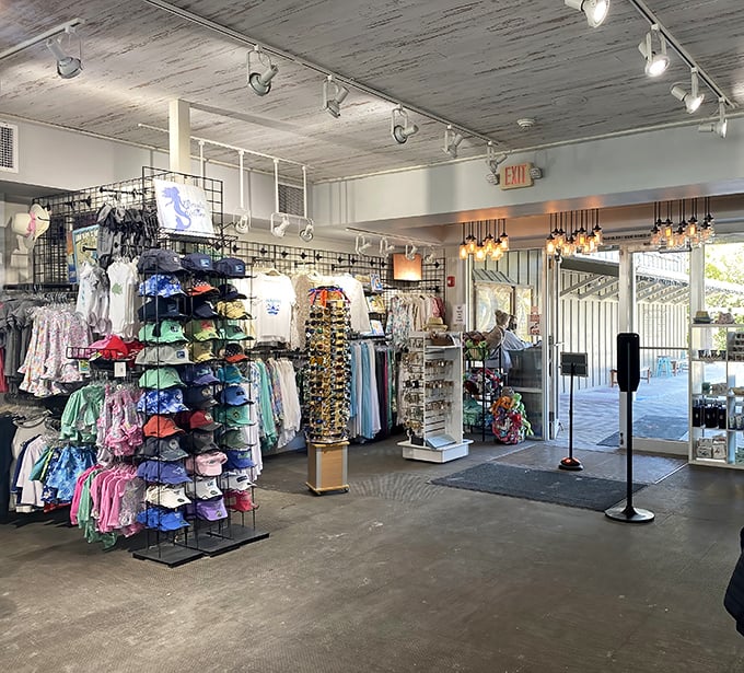 Even the gift shop understands beach life isn't complete without the perfect souvenir t-shirt. Memories come in all sizes here.