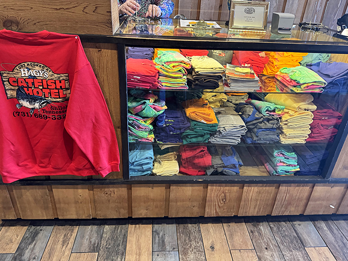 The ultimate souvenir &ndash; a Hagy's Catfish Hotel t-shirt that tells everyone back home you've experienced one of Tennessee's culinary treasures.