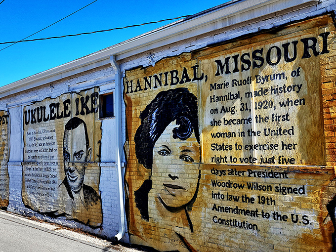This mural celebrates Hannibal's claim to fame beyond Twain &ndash; where Marie Byrum made history as the first woman to vote after the 19th Amendment.