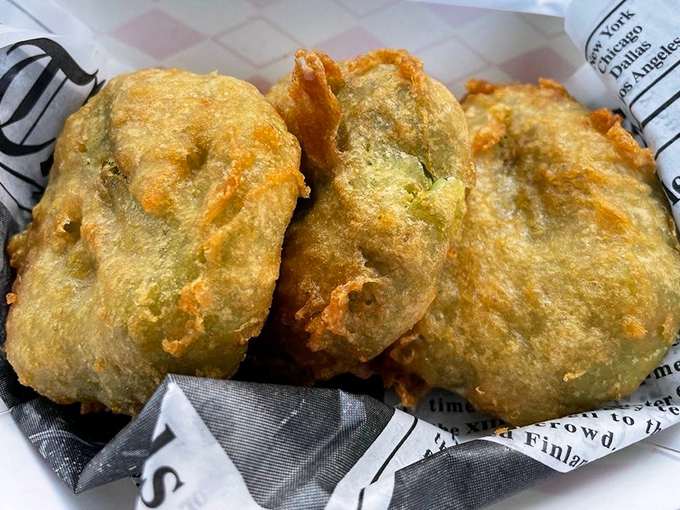 Mushy pea fritters that look like golden pillows of joy. These crispy-outside, creamy-inside delights would make any British granny nod in approval.