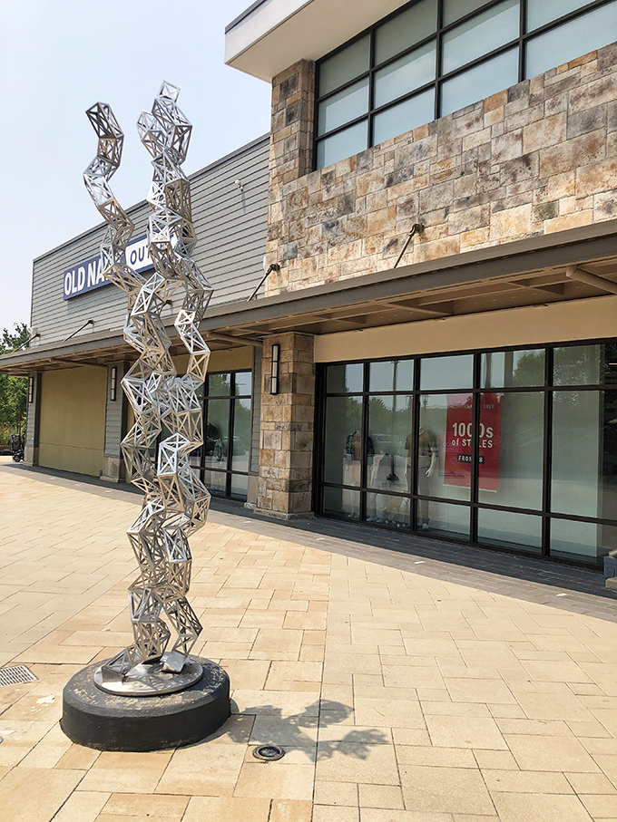 Old Navy's artistic entrance proves discount shopping can still be Instagram-worthy. That sculpture wasn't created from the money you'll save, but it could be.