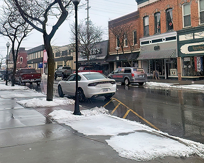 North 2nd Avenue in summer, where trees provide natural air conditioning and historic buildings tell stories of Alpena's past.
