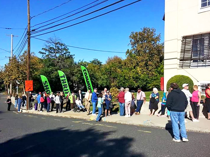 The line on a special sale day&mdash;proof that thrifting isn't just shopping, it's a community event where treasure hunters gather with shared purpose.