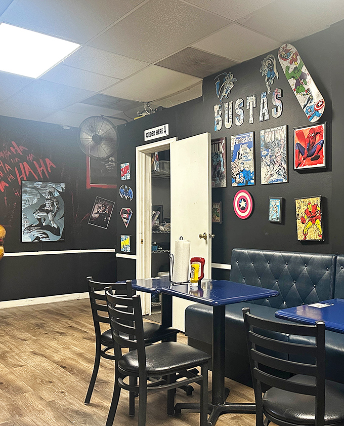 Comic book heaven meets burger paradise. The only origin story that matters here is how quickly that burger will disappear.