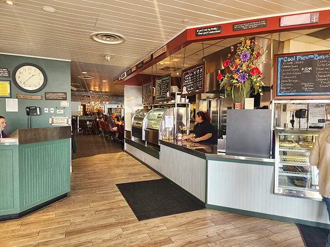 The counter service area&mdash;where breakfast dreams are born and coffee cups never reach empty before being magically refilled.
