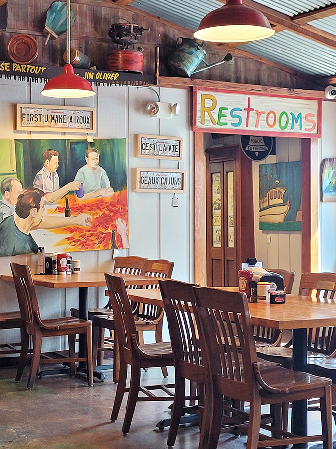 Wall art that tells you everything you need to know: "First U Make A Roux"&mdash;the eleven-word poem that defines Cajun cooking.