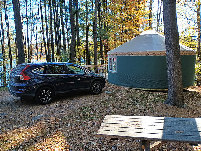 Glamping goes circular! This yurt brings a touch of Mongolia to Pennsylvania's woodlands, minus the long flight and language barriers.