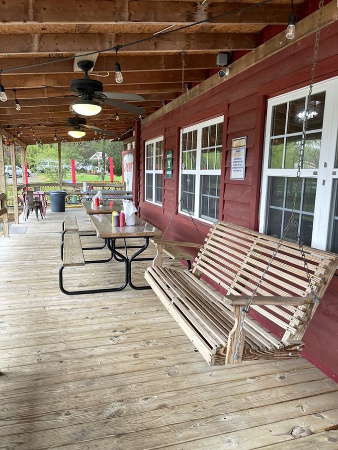 The porch swing beckons you to sit a spell after your meal, contemplating life's big questions like "How soon is too soon for seconds?"