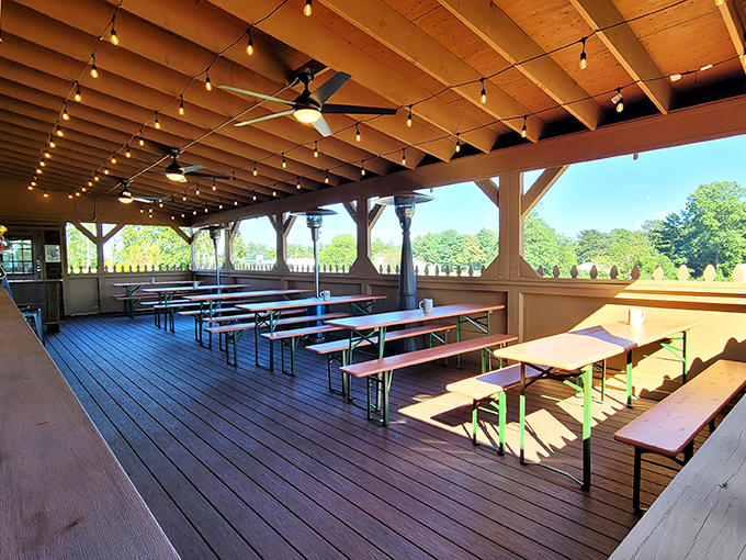 The outdoor deck offers al fresco dining with a side of Blue Ridge Mountain breezes&mdash;perfect for recovering from schnitzel-induced happiness.