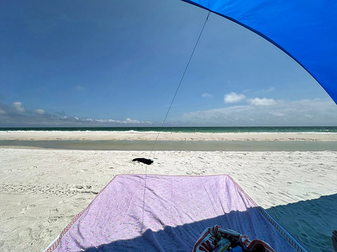 Beach camping done right. When your temporary living room has this view, suddenly your home's big-screen TV seems ridiculously inadequate.
