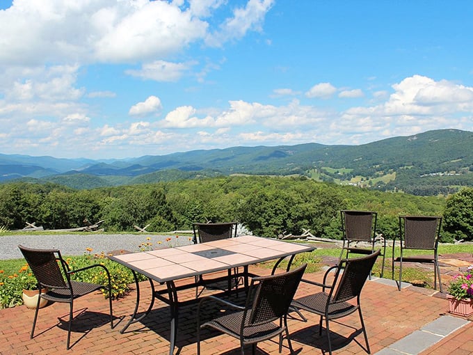 The view that makes porch sitting an Olympic sport in Highland County. Those rolling mountains have witnessed centuries of human stories.