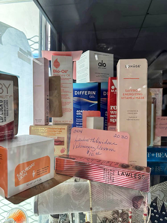 Modern beauty products share space with vintage cosmetics. Before there was Sephora, there were these elegant potions and mysterious elixirs.