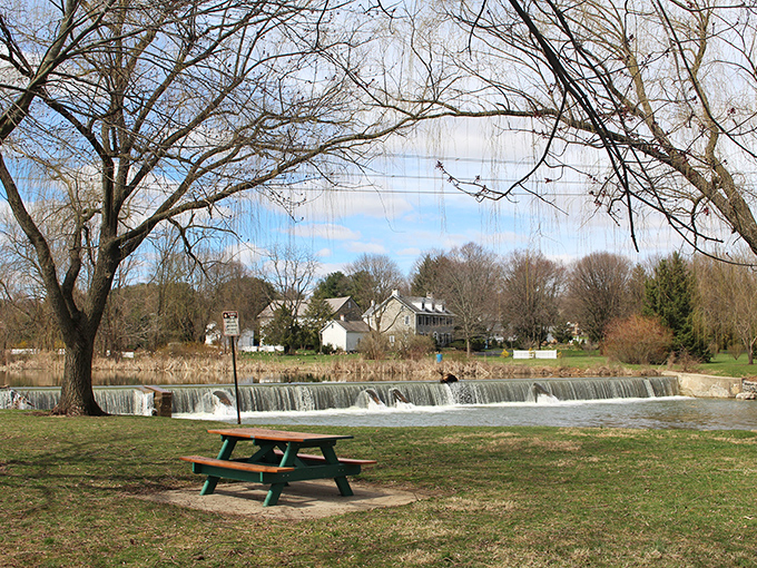 Picnic tables along Jordan Creek offer front-row seats to nature's show, no subscription service required.