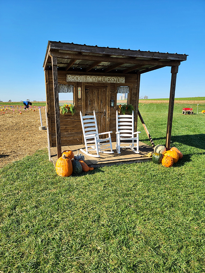 "Rockin' Away at Cherry Crest"&mdash;a porch that invites you to sit a spell and contemplate how rocking chairs remain technology's most perfect invention.