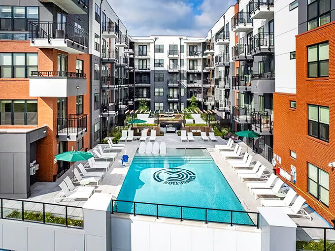 Resort-style living comes standard with this courtyard pool setup that makes everyday feel like you're on that vacation you always promised yourself.