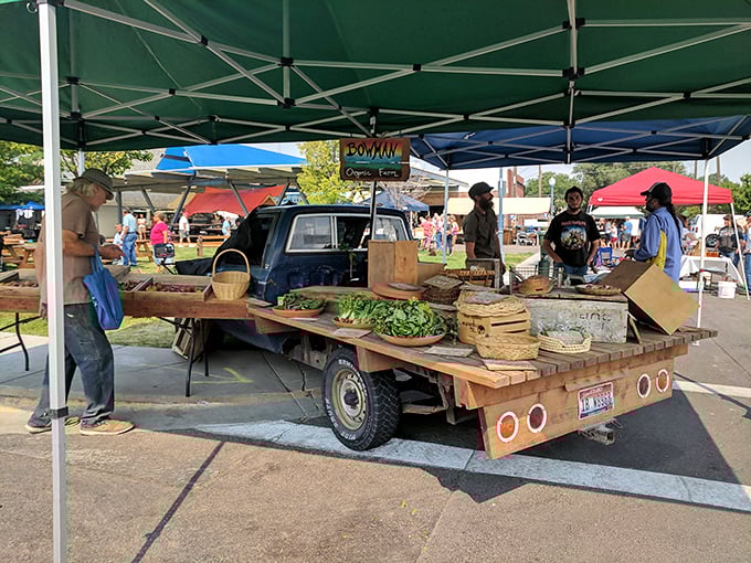 The Farmers Market transforms pickup trucks into cornucopias of fresh produce, where conversations with farmers are as nourishing as their vegetables.