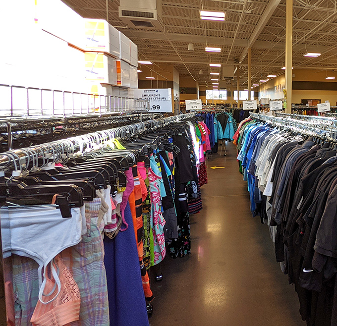 Endless racks of possibilities stretch toward the horizon. The children's section alone could outfit a small army of growing kids for pennies on the dollar.