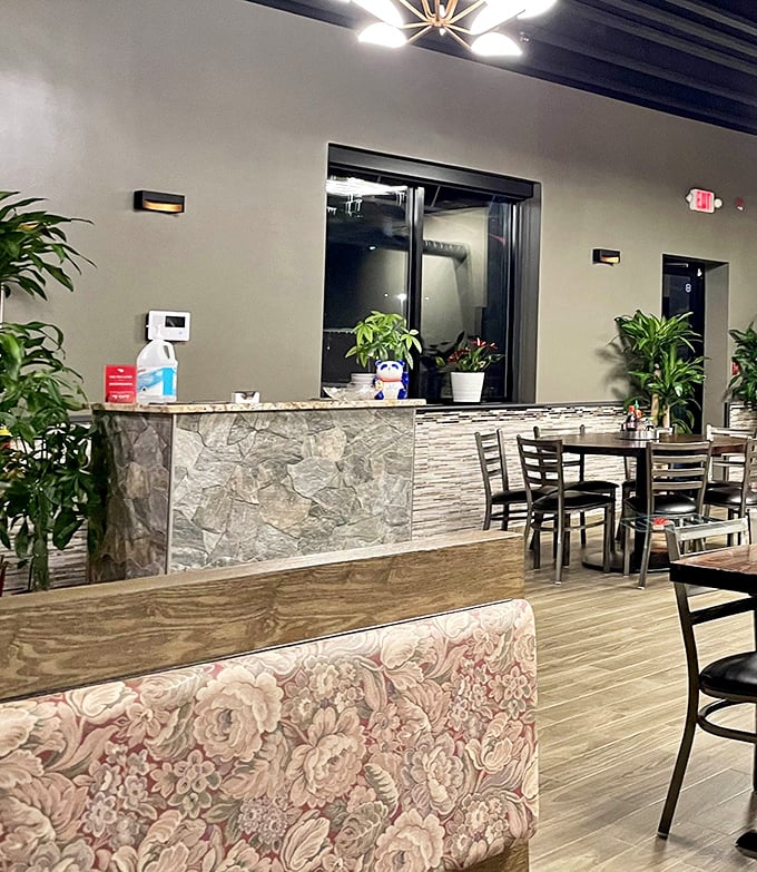 Plants bring life to the stone and wood interior, creating an oasis where the only thing fresher than the d&eacute;cor is the food.