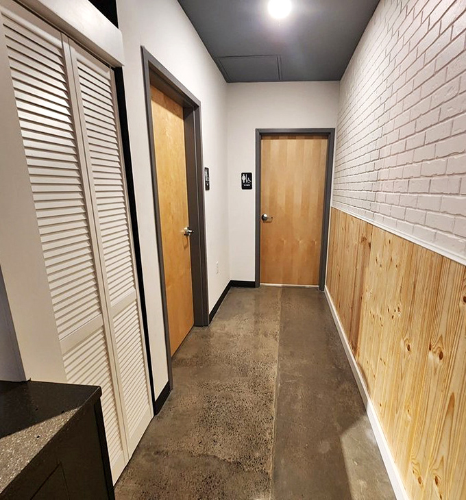 Even the hallway to the restrooms maintains the restaurant's aesthetic commitment &ndash; clean, modern, and thoughtfully designed. No detail overlooked.