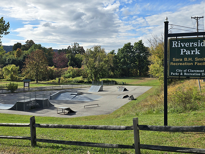 Riverside Park offers skateboarding thrills for grandkids visiting grandparents who made the smart move to affordable Claremont.