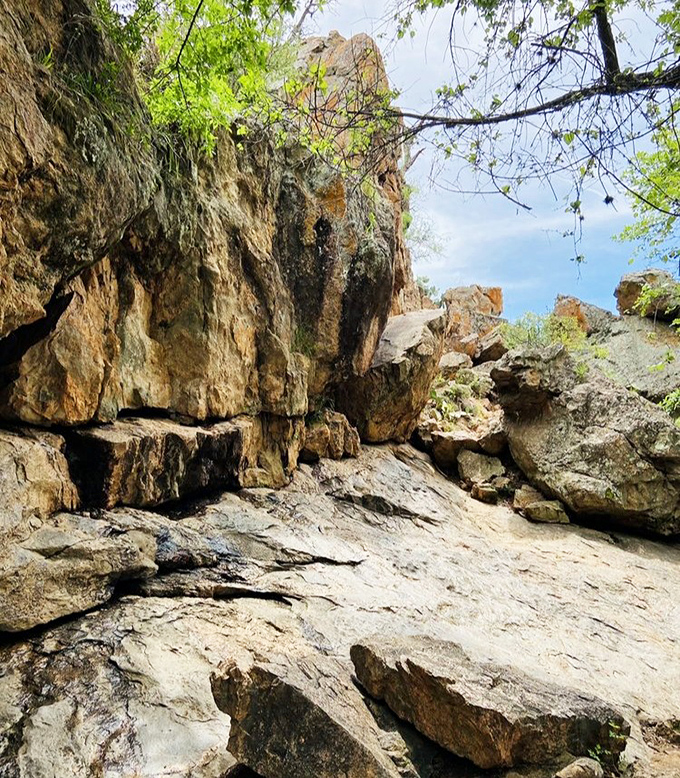 Ancient rock ledges create natural staircases that would make any landscape architect jealous.
