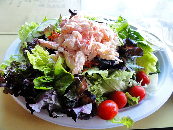 A lobster salad that makes eating greens feel like a reward rather than a responsibility. Even vegetables deserve a day at the beach.