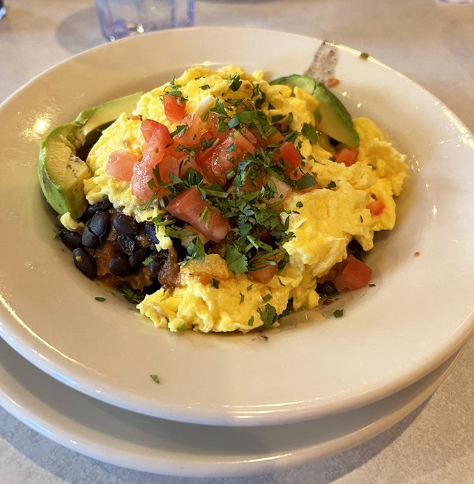 The Santa Fe Scramble brings southwestern flair to your morning&mdash;a fiesta of eggs, avocado, and black beans that wakes up your taste buds.