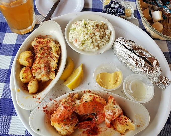 The seafood combination plate offers a diplomatic solution to menu indecision. Why choose one treasure when you can have the entire ocean?