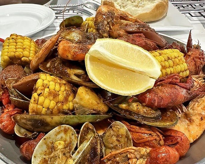 The ultimate communal dining experience&mdash;seafood boil with all the fixings. Abandon utensils, all ye who enter here.