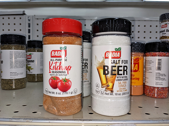 Spice rack surprises! "Salt for Beer" might be the most honest labeling in grocery store history.