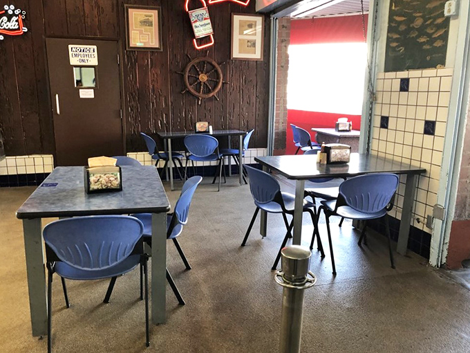 Simple tables and nautical decor create the perfect no-fuss atmosphere for serious seafood eating.