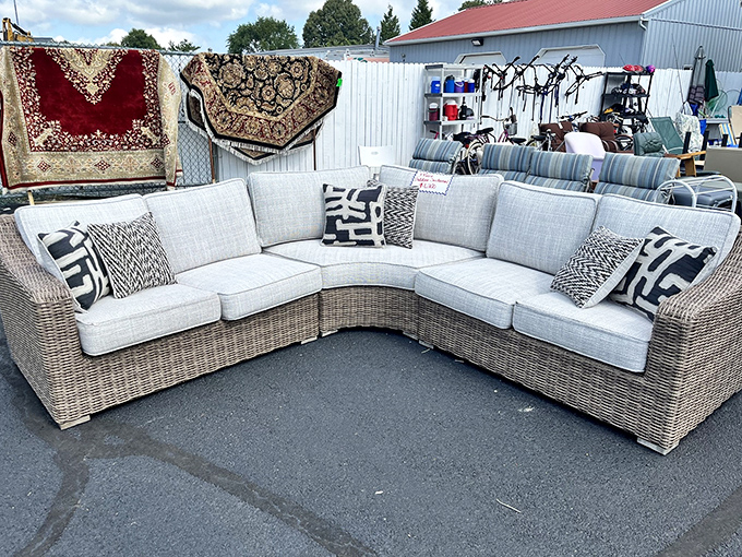 Outdoor sectional that screams "summer entertaining." Perfect for those Delaware beach days when you want comfort without the coastal price tag.
