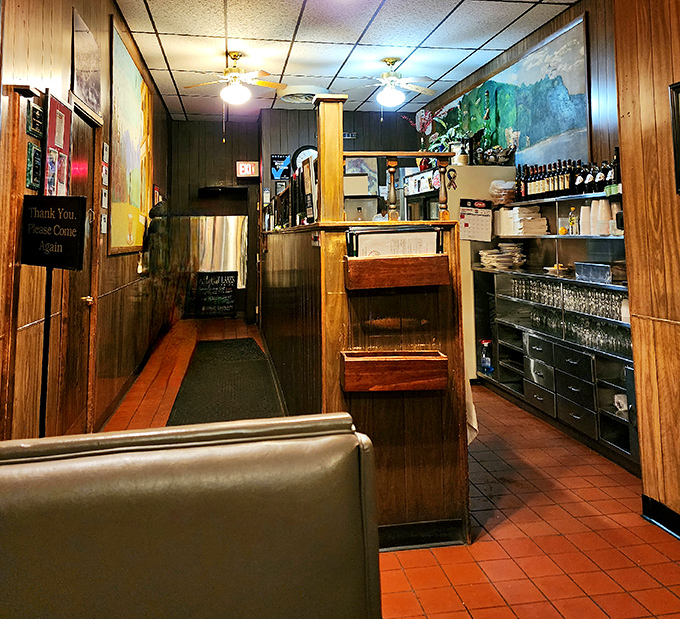 The narrow passage to pasta paradise, where decades of serving comfort food has created a patina no designer could replicate.