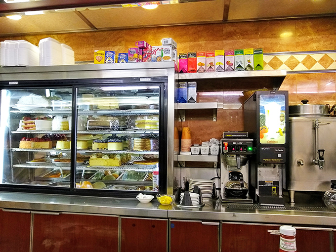 Behind every great diner is an even greater dessert selection—this display case is the final boss of willpower challenges.