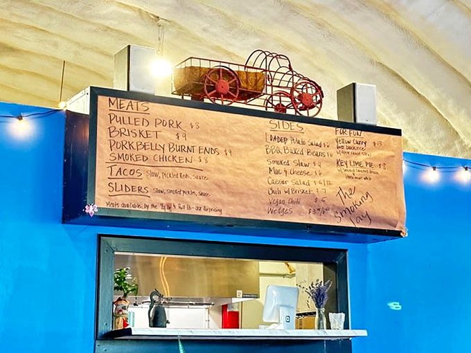 Every great barbecue joint needs a great menu board. This one tells you everything you need to know about your upcoming flavor journey.