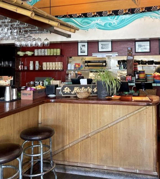Bamboo accents and tropical plants transform this counter into the kind of place where "just one drink" turns into "let's order everything."