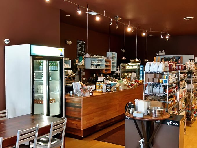 Part caf&eacute;, part grocery wonderland&mdash;where wooden counters and metal shelving create a modern mercantile for food enthusiasts.